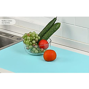 Shelf Liner, Drawer Liners for Kitchen,Non Adhesive Water Resistant, Strong Grip,Easy Clean and Trim, Smooth Surface Liners for Kitchen Cabinets, Shelves, Pantry (Blue, 11.8 inches x 59 inches)