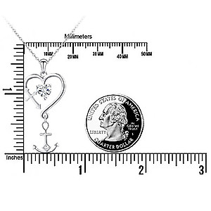 S925 Sterling Silver Faith Hope Love Heart Cross Anchor Pendant Necklace for Women 18"