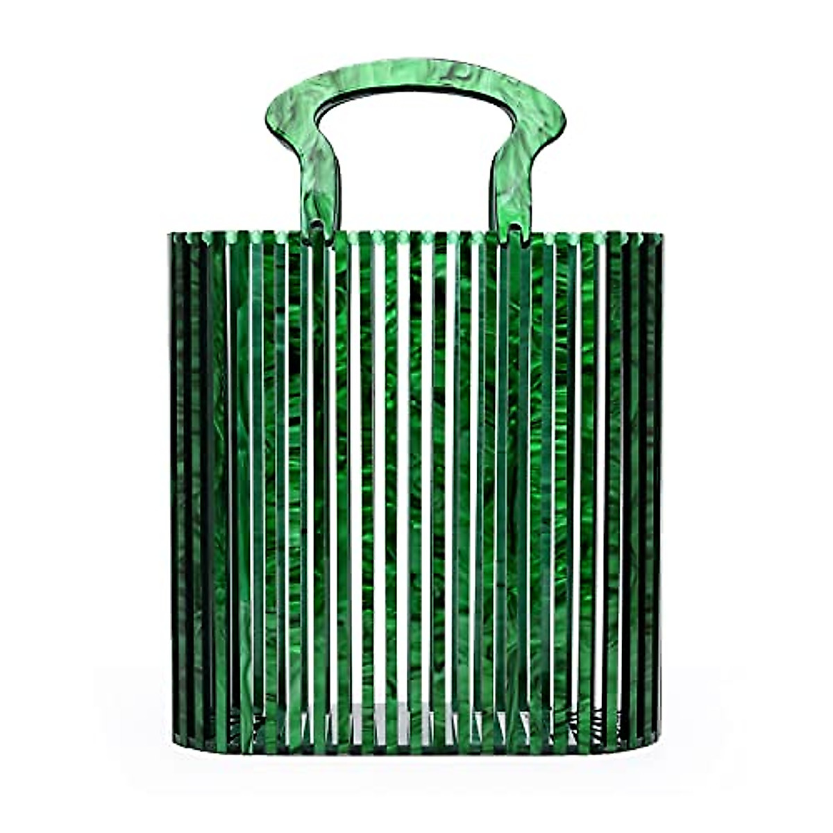 sorozien Women Acrylic Handbag Clutch Beach Bag Handmade Tote Ark Bag Top Handle Bags Fashion Party Clutch Purse (Pearlescent Green)