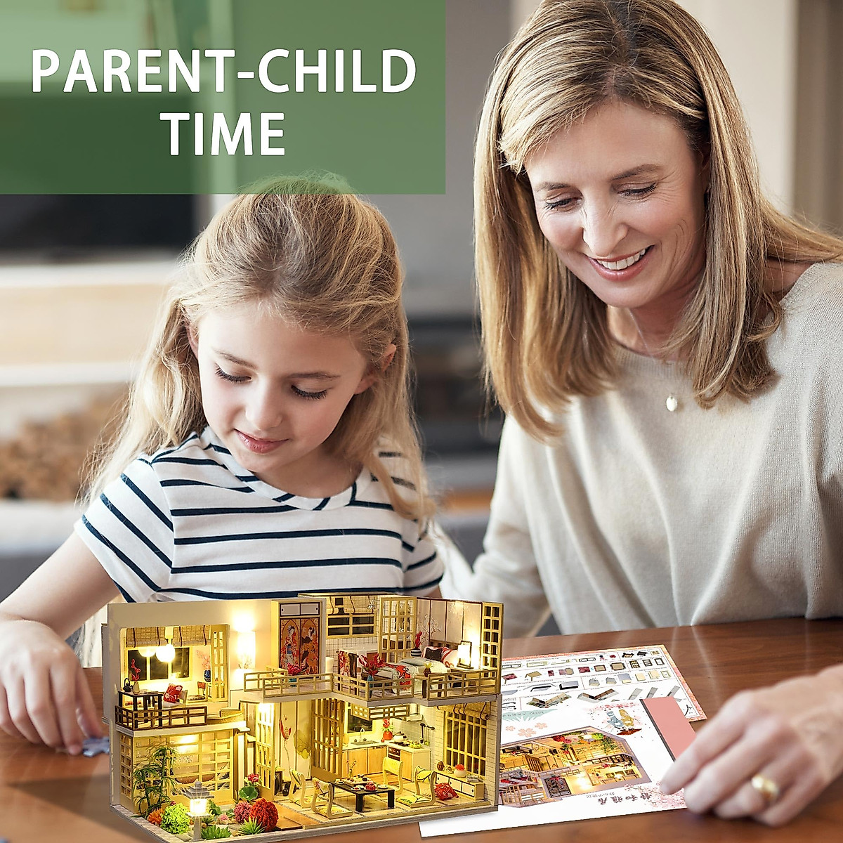 Flever Dollhouse Miniature DIY House Kit with Japanese Style, Creative Room with Furniture for Romantic Valentine's Gift (Quiet and Elegant Residence)