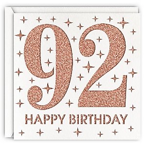 MAGJUCHE Rose Gold 92nd Birthday Card, Laser Cut Glitter Woman Age 92 Birthday Gift For Mother, Grandmother, Sister