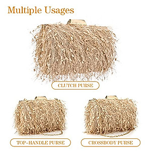 Clutch Purse for Women Cute Handbags Top Handle Evening Bag Crossbody Bag Shoulder Bag for Wedding Party Prom Banquet (Champagne)