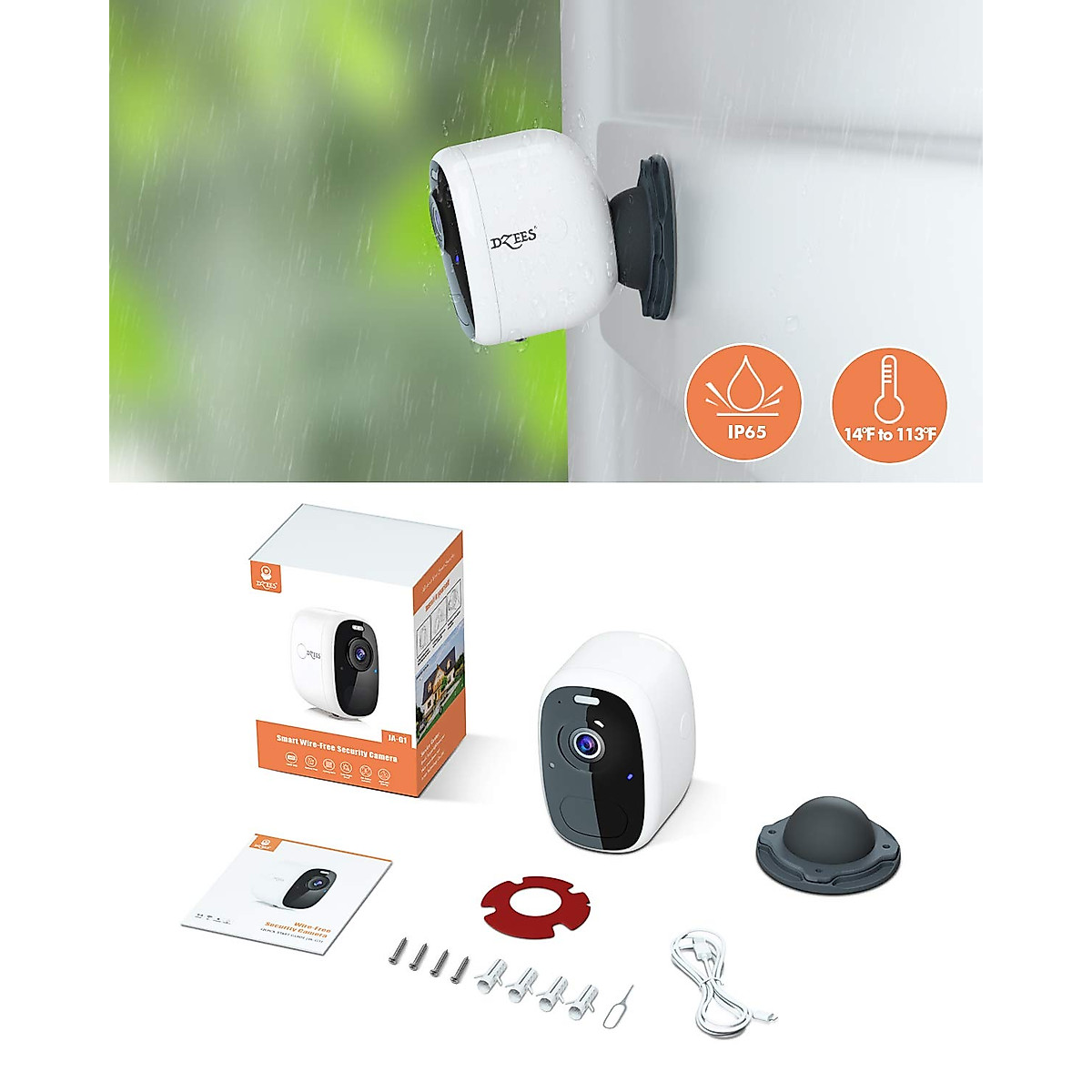 Dzees Wireless Security Camera Outdoor with Magnetic Mount, 4MP Battery Powered Security Cameras Wireless Outdoor for Home Security, AI Motion Detection/2-Way Talk/Color Night Vision/Ip66/Cloud/SD