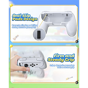 FYOUNG Hand Grips Compatible with Switch and Switch OLED Model Controllers, Grip for Switch Joy Con - White (2 Packs)