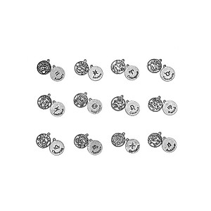 Cousin DIY Zodiac Charm Set for Jewelry Making, 24 count, Silver
