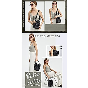 Bucket Bag Puffer Tote Bag Fashion Quilted Crossbody Bag for Women Puffy Purse Messenger Handbags Down Padded Shoulder Bag (white)