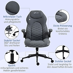 Vinsetto Gaming Chair with Flip Up Arm, High Back Desk Computer Chair, Gamer Chair with Adjustable Height and Swivel Wheel, Dark Gray