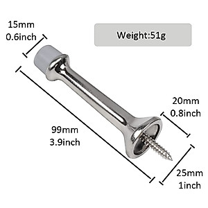 Cosnys 4 Pack 3" Heavy Duty Solid Rigid Door Stop with Soft Rubber Tip, Zinc Die Cast Metal Door Stopper Protect Wall & Door, Brushed Satin Nickel