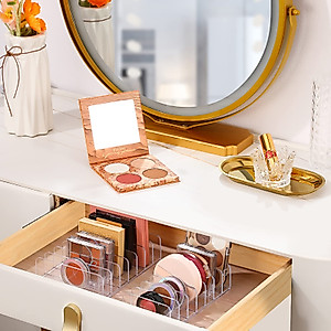 Luxspire Acrylic Eyeshadow Organizer, 2 Pack Makeup Drawer Organizer 7 Space Cosmetic Makeup Palette Organizer, Blusher Highlight Powder Display Stand Storage Case Beauty Care Holder Container, Clear