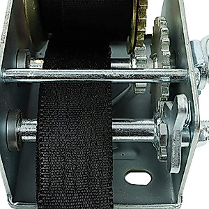 2500lbs Hand Winch + 24FT Strap, Heavy Duty Hand Crank Gear Winch Portable Manual Winch for Trailer, Boat or ATV