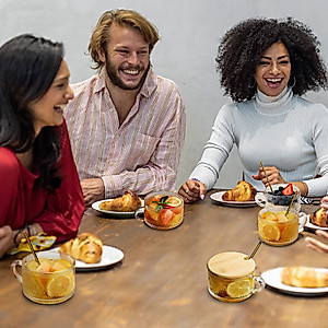 Newpow Vintage Coffee Mugs Set of 4, Glass Cups Overnight Oats Containers with Bamboo Lids and Spoons, Cute Coffee Bar Accessories, Iced Coffee Glasses - Clear 13oz