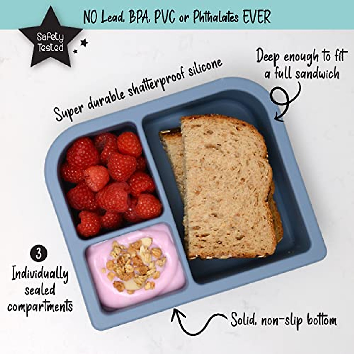 PrimaStella Unbreakable Silicone Lunch Box for Kids and Adults ...