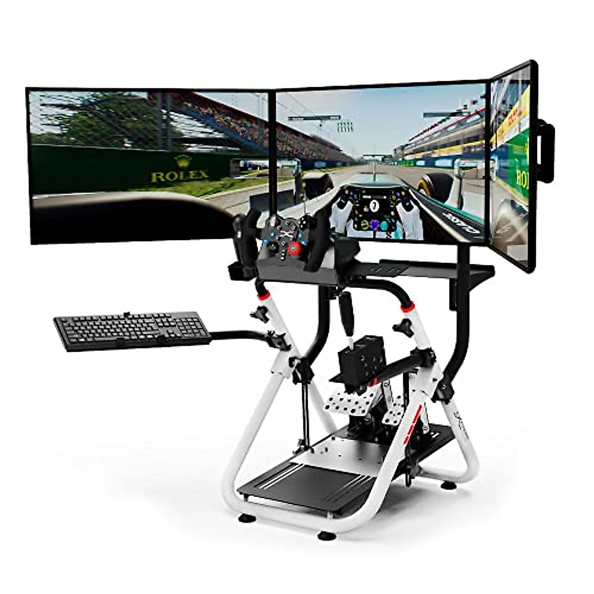 Extreme Sim Racing Wheel Stand Cockpit SXT V2 Racing Simulator - Racing Wheel Stand WHITE Edition For Logitech G25, G27, G29, G920, Thrustmaster And Fanatec - WHEEL LOCKS INCLUDE