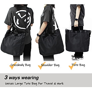 Lightweight Tote Bag for Travel Gym Shopping Work - Black