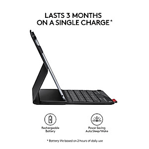 Logitech Type+ Protective iPad Air 2 Case with Integrated Keyboard – Two Viewing Positions – Designed for Typing and Tapping – Powered with Wireless Bluetooth® – 30-Foot Wireless Range – Black