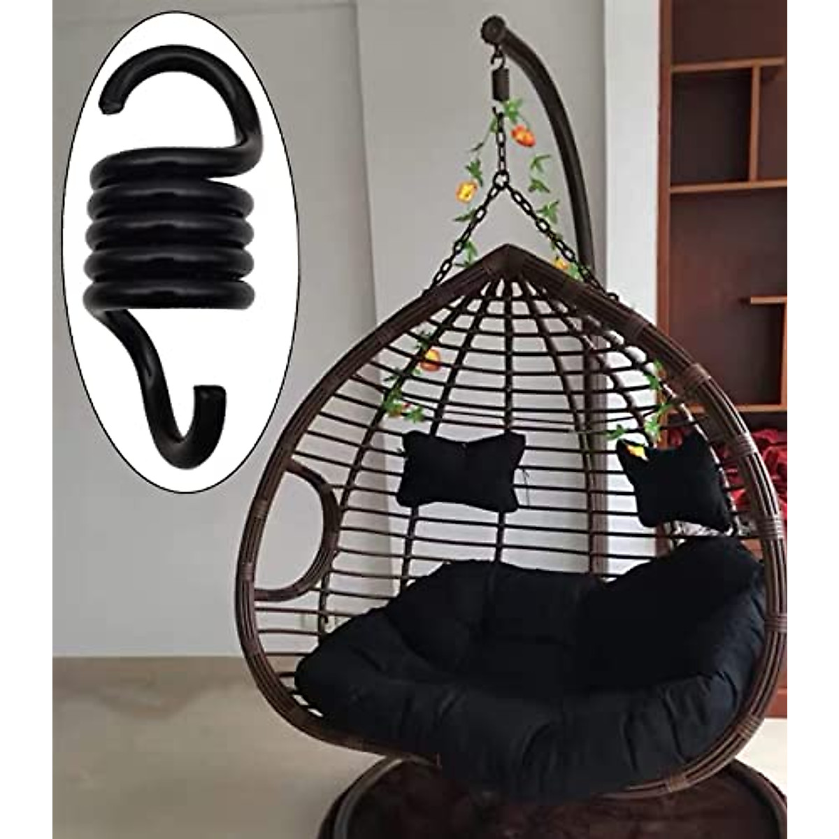 Hammoch-Chair Spring Porch Swing Spring - 750Lbs Black Heavy Duty Chair Swing Springs Heavy Bag Swing Swing Chair Spring(1 PC 750Lbs)