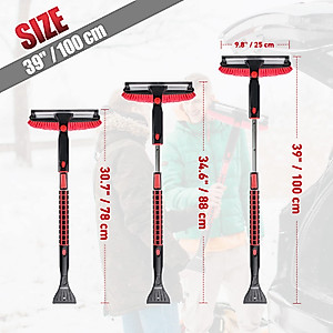 COFIT Car Snow Brush Extendable 31" to 39", Detachable Snow Removal Broom with Squeegee Ice Scraper Heavy-Duty for Car Truck SUV MPV Windshield Windows