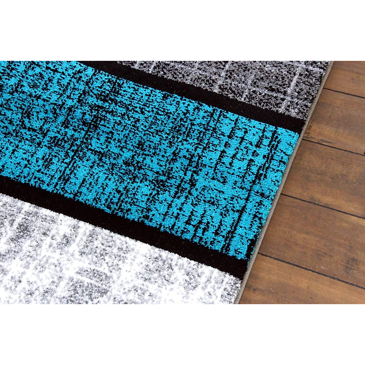Masada Rugs, Stephanie Collection Area Rug Modern Contemporary Design 1110 Turquoise Grey White Black (5 Feet 3 Inch X 7 Feet 3 Inch)