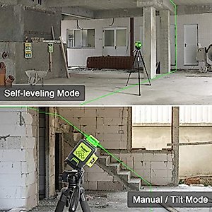 Huepar 3D Cross Line Self-leveling Laser Level 3 x 360 Green Beam Three-Plane Leveling and Alignment Laser Tool, Li-ion Battery with Type-C Charging Port & Hard Carry Case Included - B03CG Pro