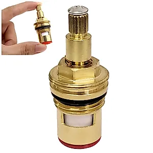 Brass Ceramic Disc Insert Gland Cartridge Replacement Tap Valves Hot and Cold Water 1/4 Quarter Turn 20 Teeth G 1/2Inch