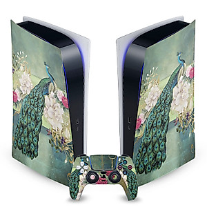 Head Case Designs Officially Licensed Jena DellaGrottaglia Peacock Animals Vinyl Faceplate Gaming Skin Decal Compatible With Sony PlayStation 5 PS5 Digital Edition Console and DualSense Controller