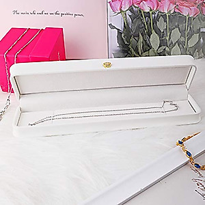 iSuperb Set of 2 Long Chain Necklace Box Velvet Interior Jewelry Gift Box Case Necklace Pendant Box Bracelet Box Jewelry Display for Wedding Engagment