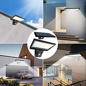 RIUVAO Solar Lights for Outside, 8000LM Led Motion Sensor Outdoor Lights, 4 Modes Solar Flood Lights Outdoor IP65 Waterproof for Yard Garden Path Parking lot（2pcs）