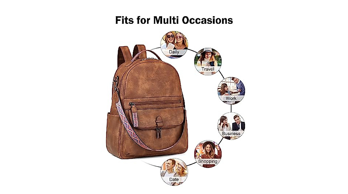 FADEON Leather Laptop Backpack for Women - Stylish & Durable