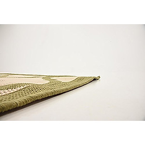 Unique Loom Outdoor Trellis Collection Area Rug - Moroccan (7' 1" x 10' Rectangle, Beige and Olive/ Beige)