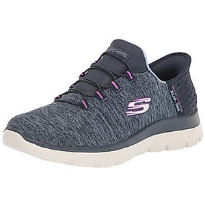 Skechers Women's Hands Free Slip Ins Summits Dazzling Haze Sneaker, Navy Purple, 8