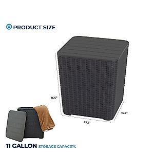 +gardenlife - Outdoor Rattan Coffee Table | 11.5-Gallon Storage Capacity | Weather-Resistant PE Wicker | Modern Design for Patio, Garden, Balcony, Poolside | Easy Assembly, Black