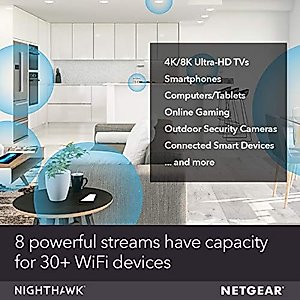 NETGEAR Nighthawk WiFi 6 Mesh Range Extender EAX80 - Add up to 2,500 sq. ft. and 30+ devices with AX6000 Dual-Band Wireless Signal Booster & Repeater (up to 6Gbps speed), plus Smart Roaming
