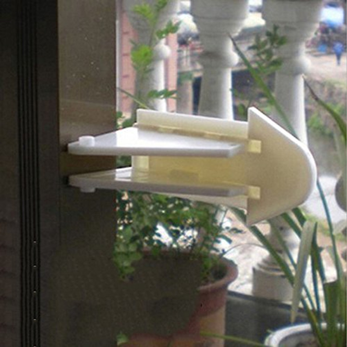 Alamic Adhesive Sliding Door Lock for Patio, Closet, Windows, RV, Baby Proof Child Safety Latch, No Tools Needed, White - 6 Pack