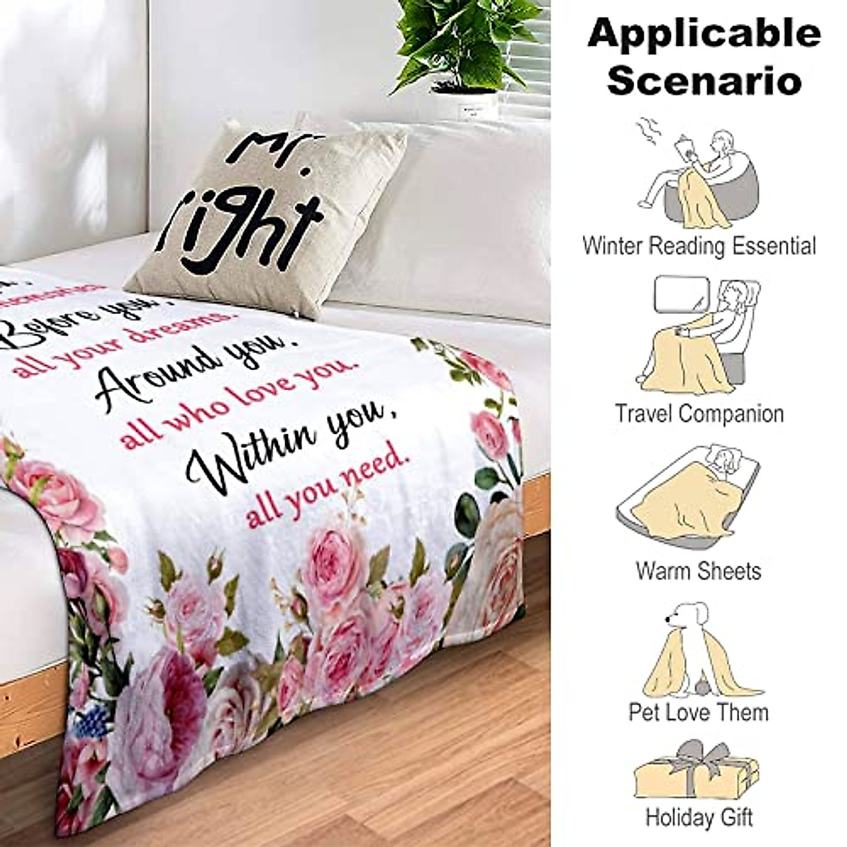 Eliber Happy 60th Birthday Gifts for Women Blanket 60th Birthday Decorations Throw Blanket Birthday Gift Ideas for 60 Year Old 60"X50"