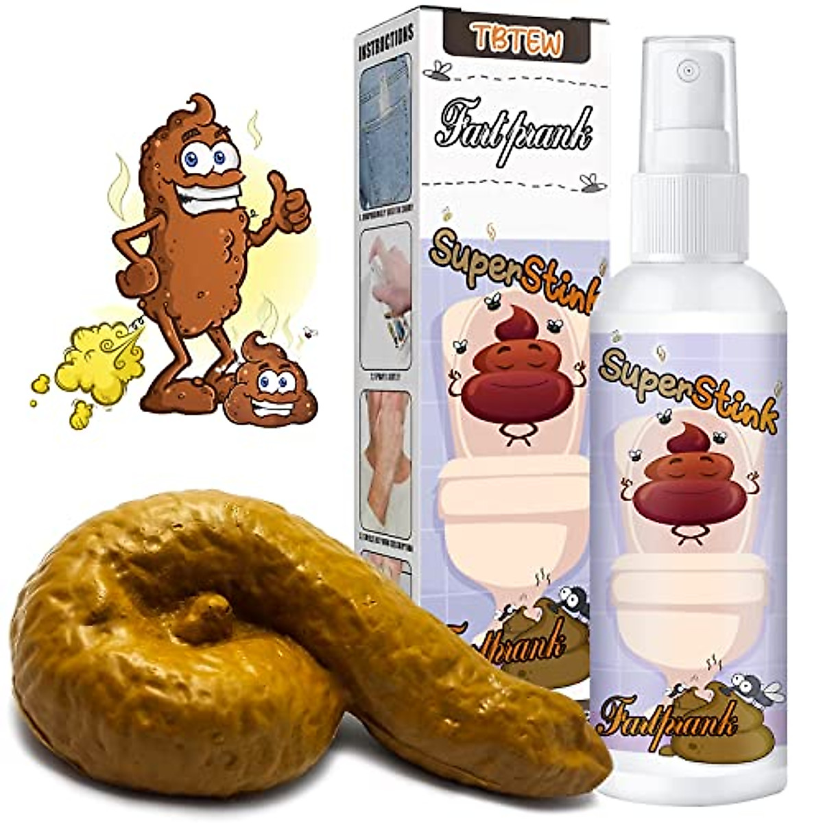 TBTFW Prank Kit, Fart Spray & Fake Poop Kit Set, Fart Spray Extra Strong, Stinky and Dirty for Adults or Kids, Perfect Gag Gifts, Stocking Stuffers & Really Great Gifts