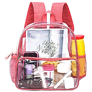 Crosstime Pink Clear Backpack for Stadium Events 12x6x12 Clear Stadium Bag For Sporting Events Games Festival Concerts,Women Girls
