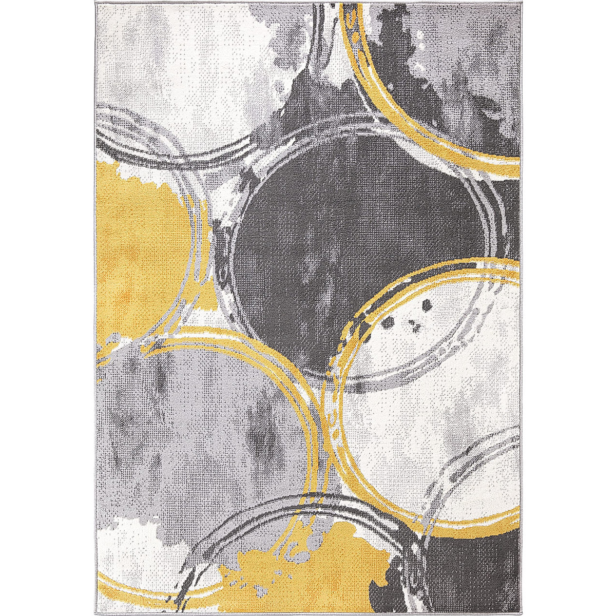 Rugshop Evora Contemporary Modern Circles Area Rug 5' x 7' Yellow
