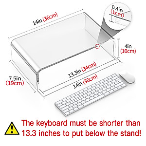 Beimu Acrylic Monitor Stand Riser Computer Monitor Riser Computer Monitor Stand or Holder Clear Monitor Stand Acrylic Laptop Stand Acrylic Monitor Riser White Monitor Stand Acrylic Computer Stand