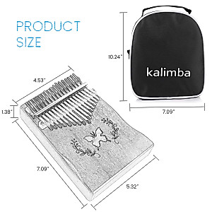 ELE ELEOPTION Kalimba 17 Keys Thumb Piano with Mahogany body builts-in Storage Canvas Bag, Tuning Hammer and Study Instruction 9 pieces-Professional Gift for Music Lovers Kids Beginners - Butterfly