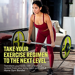 AXLE Home Gym Bundle Workout & Exercise Equipment, Olympic Barbell Weights Set, Two 5lbs Weight Plates, Resistance Band, Foot Anchors, & Tote Bag for Fitness & Strength Training for Men, Women & Youth