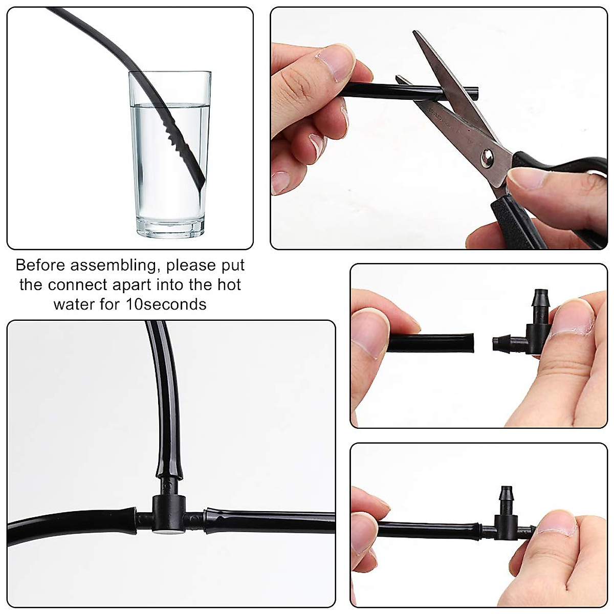 MultiOutools Distribution Tubing 3/8 inch Drip Irrigation Tubing Hose, 50FT Heavy Duty Drip Irrigation Kit for Lawn Garden Watering (3/8” tubing 50FT, Black)