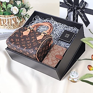 JiaWei Gift Box 13x12.1x4.5 Inches, Gift Box with Bow, Gift Boxes with Lids and Tissue Paper, Magnetic Gift Box, Collapsible Bridesmaid Proposal Box, Decorative Gift Box for Presents, Wedding, Christmas