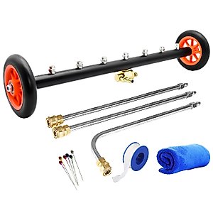 Undercarriage Pressure Washer Attachment,Dual-Function Water Broom Undercarriage Pressure Washer Surface Cleaner, 24 inch 4000 PSI Power Washer Underbody Car Washer with 7 Nozzles and 3 Extension Wand