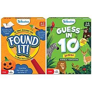Skillmatics Found It Indoor Edition & Guess in 10 Junior Animal Kingdom Bundle, Fun Family Games, Ages 3 to 7