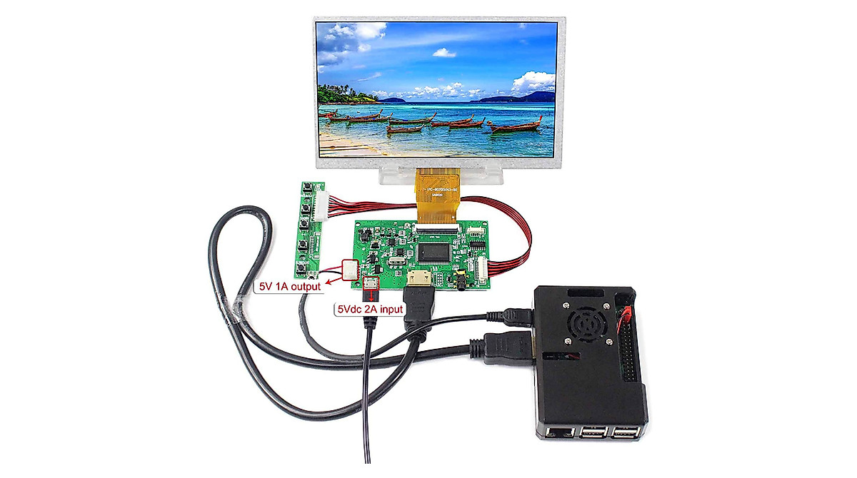 VSDISPLAY 7-Inch HD IPS LCD Screen with HDMI & Power Cable