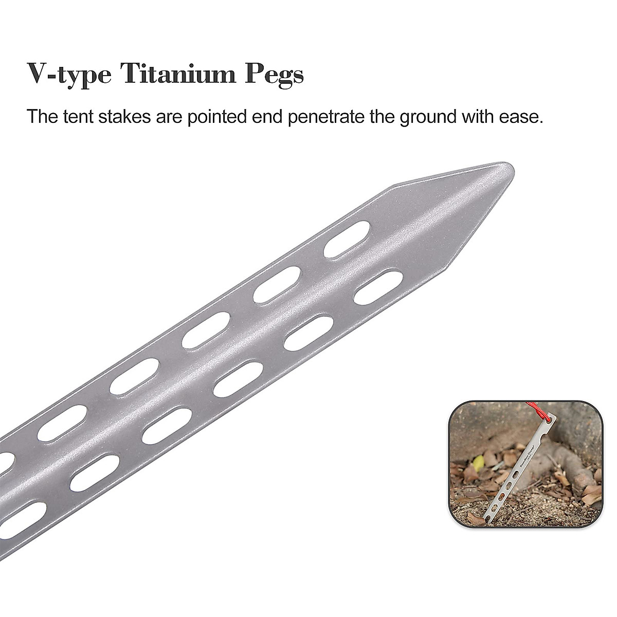 iBasingo 6pieces/Lot Ultralight Titanium Tent Pegs Outdoor Camping Tent Stakes for Sand Heavy Duty Portable Tent Nail for Garden Picnic A-Ti4008P