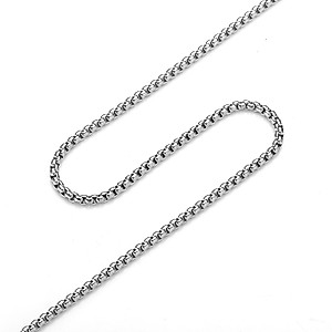 AmyRT Jewelry 3mm Titanium Steel Rolo Silver Chain Necklaces for Women Men 18 in