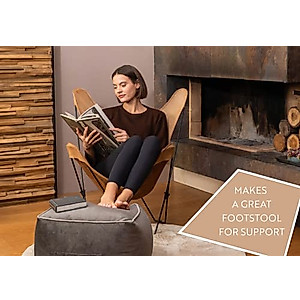 English Home Ottoman Pouffe, Comfortable Cube Foot Stool, Soft Velvet Bean Bag, Home Decor Footstool Extra Seating for Living Room, Bedroom, Casha, 17.7x17.7 inch (45x45 cm), Beige