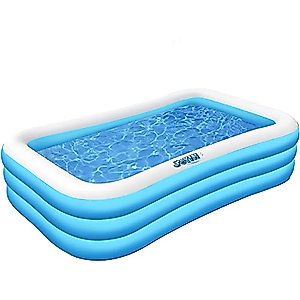 120" Inflatable Family Swimming Pool 120" X 72" X 22" Full-Sized Inflatable Lounge Pool for Baby, Kiddie, Kids, Adult, Infant for Ages 3+. Summer Fun Indoor Outdoor Water Party/Family Activity