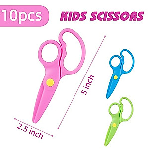 LOVESTOWN Kids Scissors, 10PCS Plastic Safety Scissors Preschool Training Scissors for Toddlers DIY Crafts Paper Cut